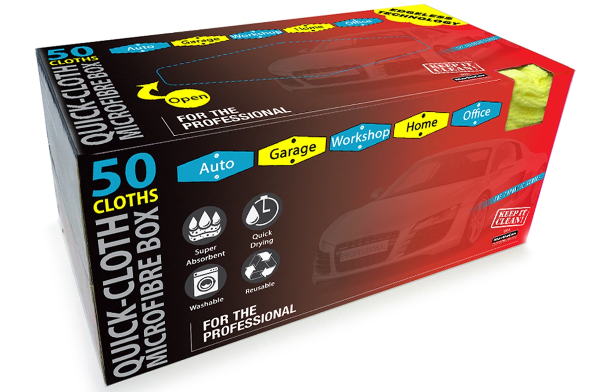 Microfibre Quick Cloth 50 Pack - 300x300mm - Multi-Purpose for Cleanin